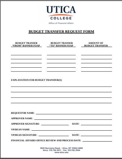 FREE 8+ Budget Transfer Forms in PDF | Excel