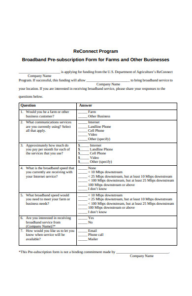 FREE 52+ Subscription Forms in PDF | MS Word | Excel