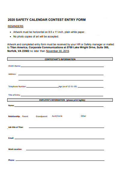 FREE 36+ Contest Entry Form Samples, PDF, MS Word, Google Docs, Excel