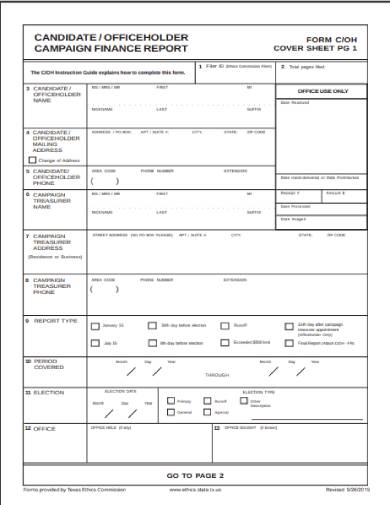 FREE 4+ Campaign Finance Forms in PDF