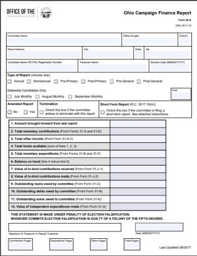 FREE 4+ Campaign Finance Forms in PDF