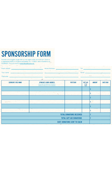 FREE 56+ Sponsorship Form Samples, PDF, MS Word, Google Docs, Excel