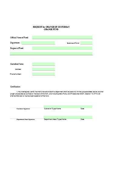 FREE 7+ Change in Custodian Forms in MS Word | PDF | Excel