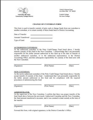FREE 7+ Change in Custodian Forms in MS Word | PDF | Excel