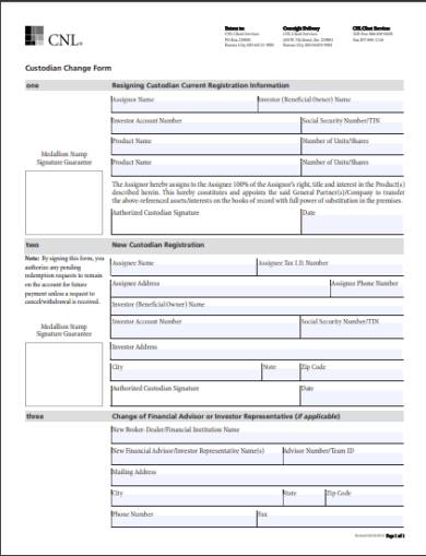 FREE 7+ Change in Custodian Forms in MS Word | PDF | Excel