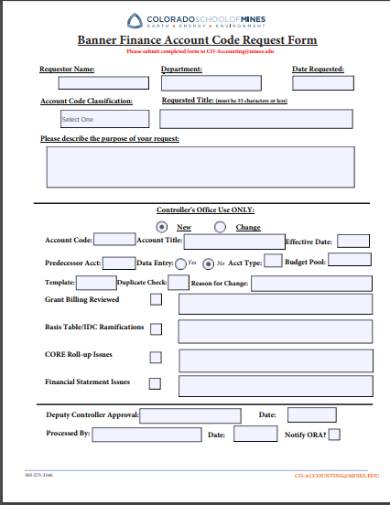 FREE 5+ Account Code Request Forms in PDF