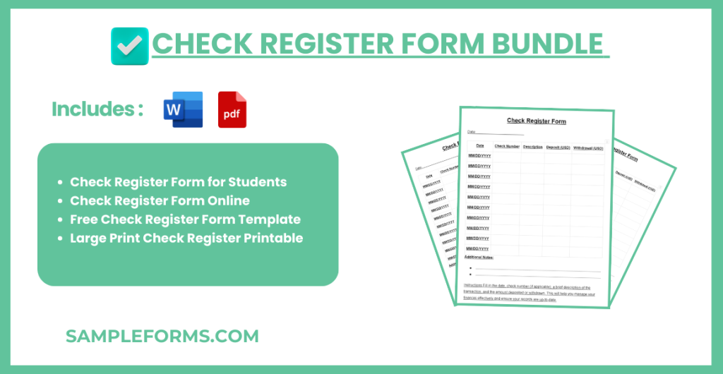 FREE 10+ Check Register Form Samples, PDF, MS Word, Google Docs