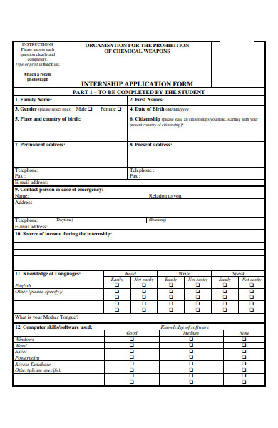 FREE 50+ Internship Application Form Samples, PDF, MS Word, Google Docs