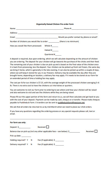 FREE 51+ Pre Order Forms in PDF | MS Word | Excel