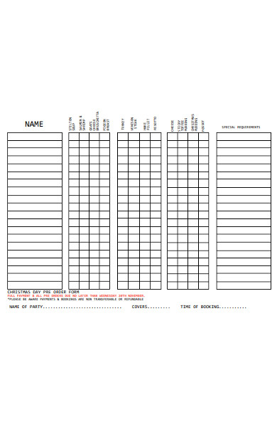 FREE 51+ Pre Order Forms in PDF | MS Word | Excel