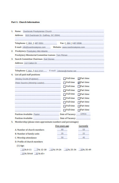 FREE 44+ Church Form Samples, PDF, MS Word, Google Docs, Excel