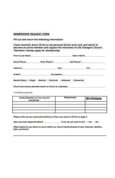 FREE 44+ Church Form Samples, PDF, MS Word, Google Docs, Excel