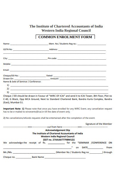 FREE 56+ Enrolment Form Samples, PDF, MS Word, Google Docs, Excel