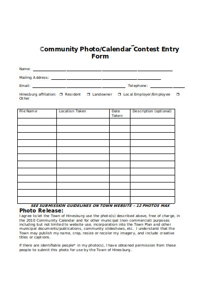 FREE 32+ Contest Entry Forms in PDF | MS Word | Excel