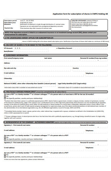 FREE 52+ Subscription Forms in PDF | MS Word | Excel
