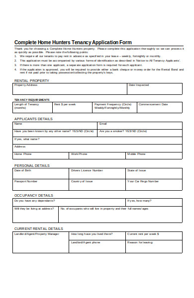 FREE 35+ Tenant Application Forms in PDF | MS Word