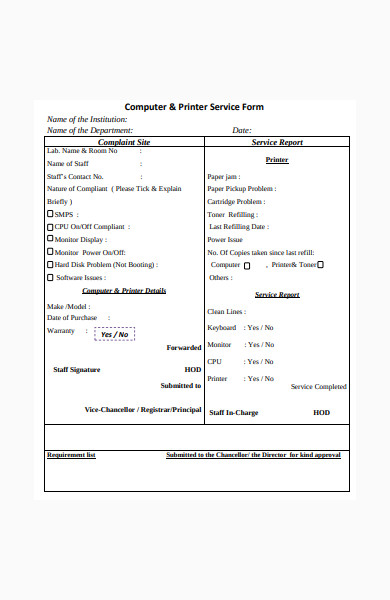 FREE 53+ Services Forms in PDF | MS Word | Excel