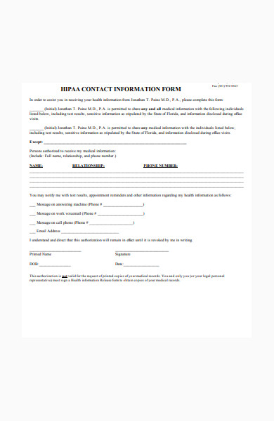 FREE 50+ Contact Forms in PDF | MS Word | Excel