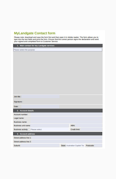 FREE 50+ Contact Forms in PDF | MS Word | Excel
