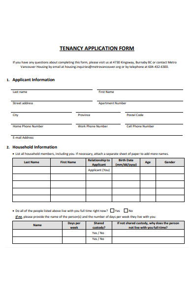 FREE 35+ Tenant Application Forms in PDF | MS Word