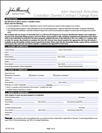 FREE 7+ Change in Custodian Forms in MS Word | PDF | Excel