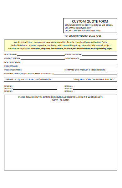 FREE 52+ Quote Forms in PDF | MS Word | Excel