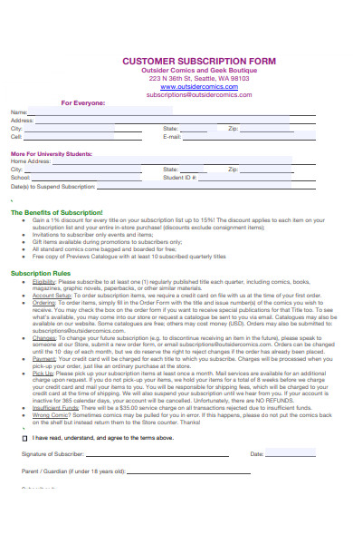 FREE 52+ Subscription Forms in PDF | MS Word | Excel