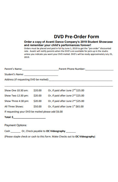 FREE 51+ Pre Order Forms in PDF | MS Word | Excel