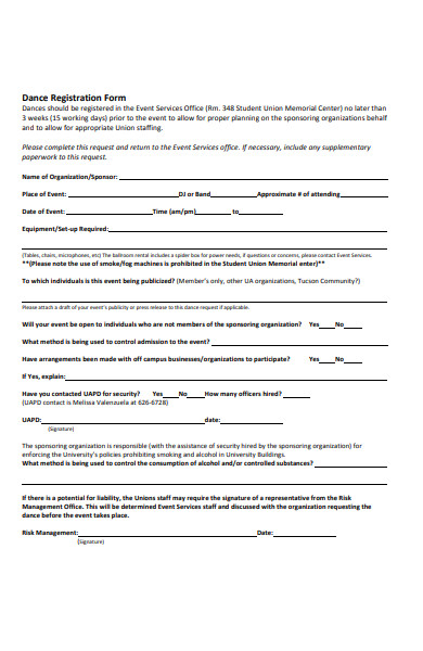 FREE 37+ Dance Registration Form Samples, PDF, MS Word, Google Docs