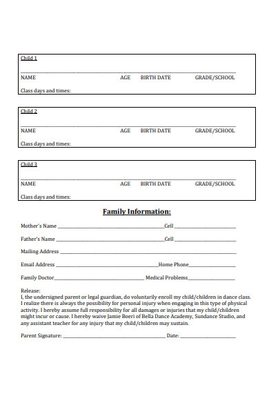FREE 37+ Dance Registration Form Samples, PDF, MS Word, Google Docs