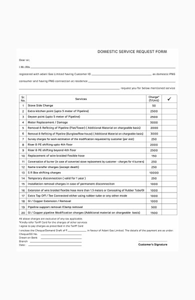 FREE 53+ Services Forms in PDF | MS Word | Excel