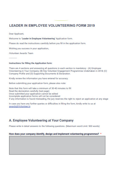 FREE 51+ Volunteer Forms in PDF | MS Word | Excel