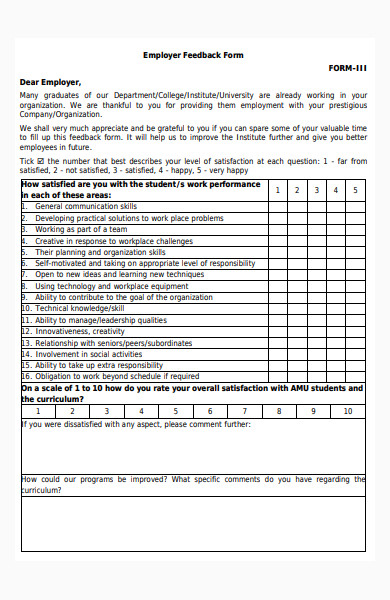 FREE 51+ Feedback Form Samples in PDF | MS Word | Excel