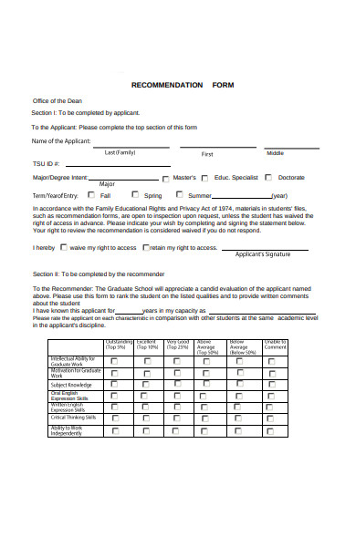 FREE 50+ Recommendation Forms in PDF | MS Word