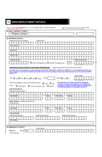 Previous Employment Information Form