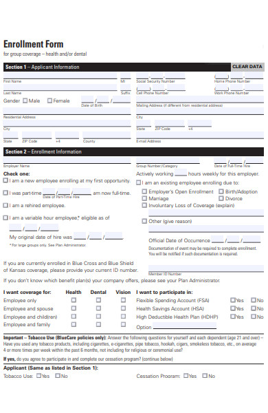 FREE 56+ Enrolment Form Samples, PDF, MS Word, Google Docs, Excel