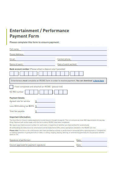 FREE 34+ Entertainment Forms in PDF | MS Word | Excel