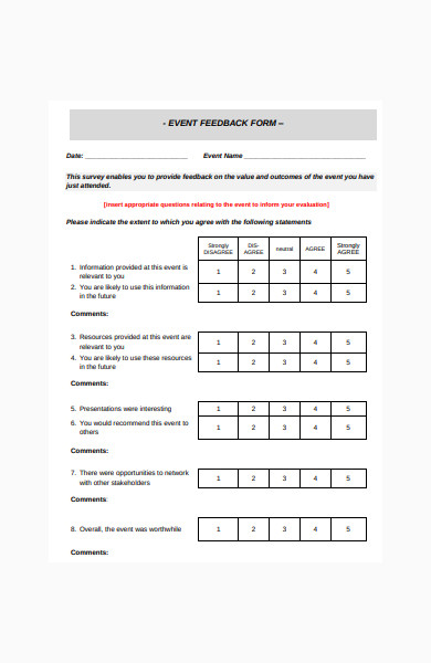 FREE 51+ Feedback Form Samples in PDF | MS Word | Excel