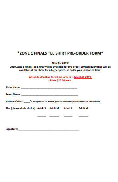 FREE 51+ Pre Order Forms in PDF | MS Word | Excel