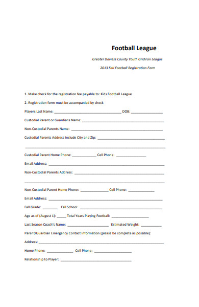 FREE 37+ Best Sports Registration Forms in PDF | MS Word | Excel