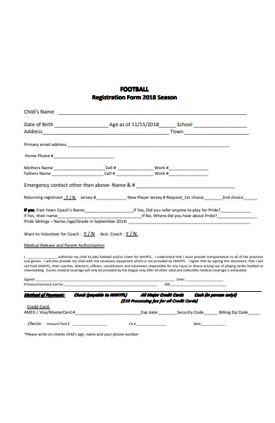 FREE 37+ Best Sports Registration Forms in PDF | MS Word | Excel