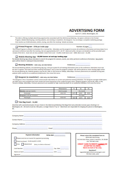 FREE 35+ Advertising Forms in PDF | MS Word | XLS
