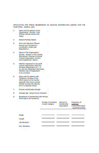 FREE 56+ Membership Form Samples, PDF, Word, Google Docs, Excel