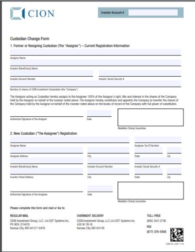 FREE 7+ Change in Custodian Forms in MS Word | PDF | Excel