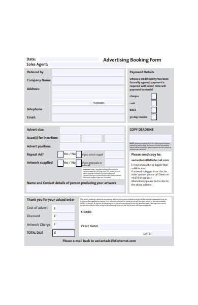 FREE 35+ Advertising Forms in PDF | MS Word | XLS