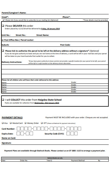 FREE 31+ Book Order Forms in PDF | MS Word | Excel