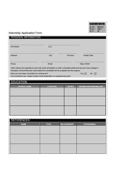 FREE 50+ Internship Application Form Samples, PDF, MS Word, Google Docs