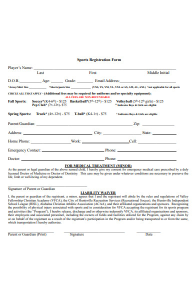 FREE 37+ Best Sports Registration Forms in PDF | MS Word | Excel