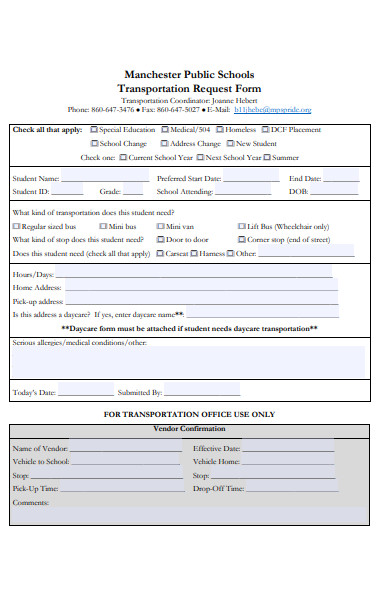 FREE 36+ Transportation Request Form Samples, PDF, MS Word, Google Docs ...