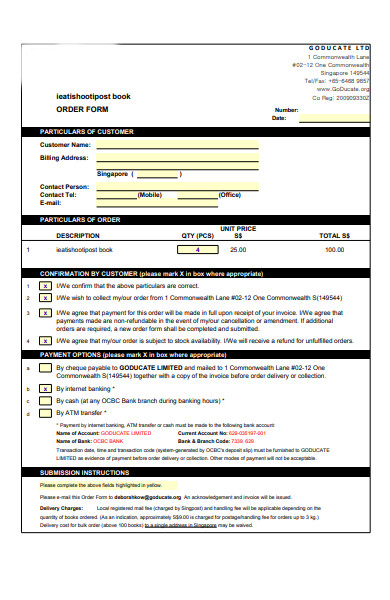 FREE 31+ Book Order Forms in PDF | MS Word | Excel